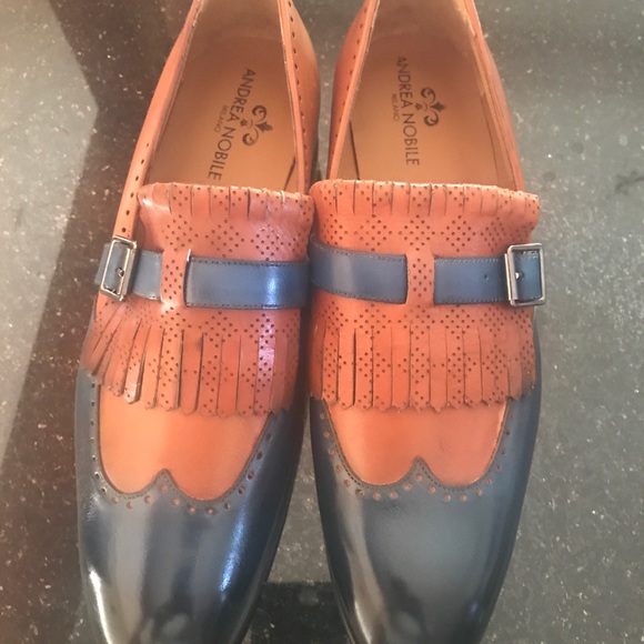 Shoes | Brown And Blue Wingtip Slip On With Fringed Buckle | Poshmark